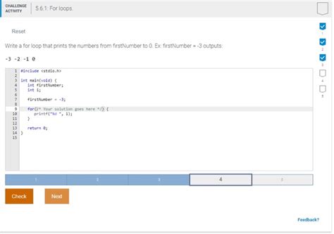 Solved Challenge Activity 561 For Loops Reset Write A For