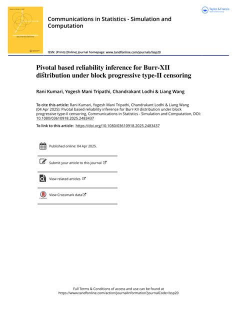 Pdf Pivotal Based Reliability Inference For Burr Xii Distribution Under Block Progressive Type