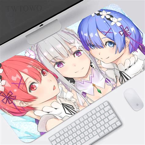 Rem Re Zero Mouse Pad เครื่องเกม Xl Hd แผ่นรองเมาส์คอมพิวเตอร์ขนาดใหญ่ที่กำหนดเอง Xxl Table Pad