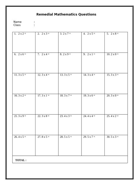 Remedial Mathematics Questions Pdf