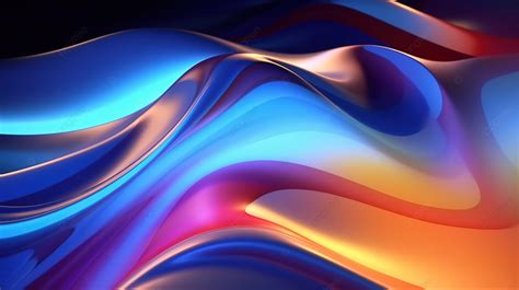 Gradient Fluid Poster Background With Holographic 3d Liquid Abstract Waveform Fluid Design