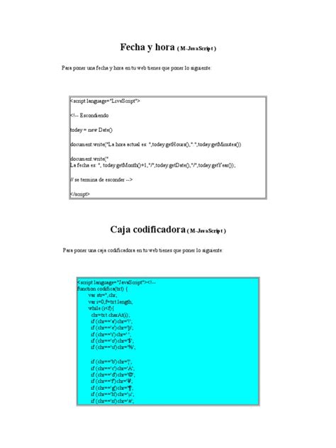 fecha y hora m javascript pdf java script unix software