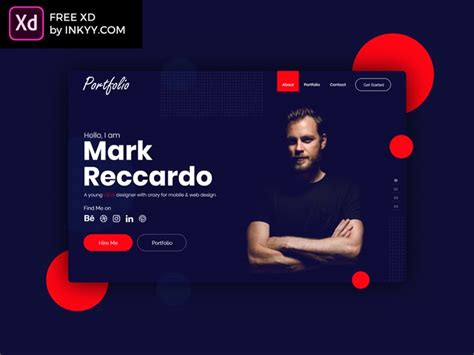 Portfolio Developer Free Xd Website Template Web Developer Portfolio