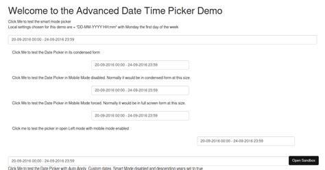 Advanced Date Time Picker React 16 Codesandbox