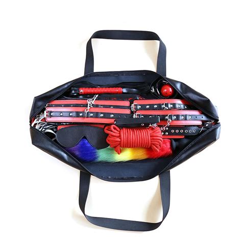 New Large Capacity Bag For Sex Toys Deposit Black Pu Leather Handbags Sex Products Storage