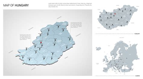 헝가리 국가의 벡터 집합입니다 등각 3d지도 헝가리지도 유럽지도 지역 주 이름과 도시 이름 지도에 대한 스톡 벡터 아트 및 기타 이미지 Istock