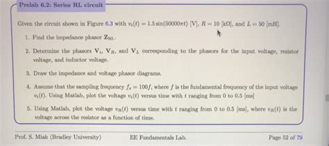 Solved Prelab Series RL Circuit Given The Circuit Shown Chegg