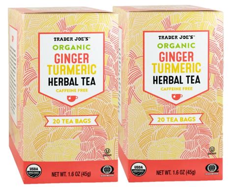 Trader Joes Organic Ginger Turmeric Herbal Tea 2 Pack Of 20 Bags