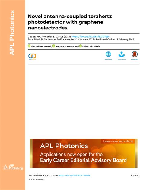 pdf novel antenna coupled terahertz photodetector with graphene
