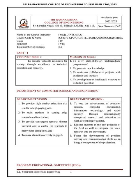 course plan gpu pdf