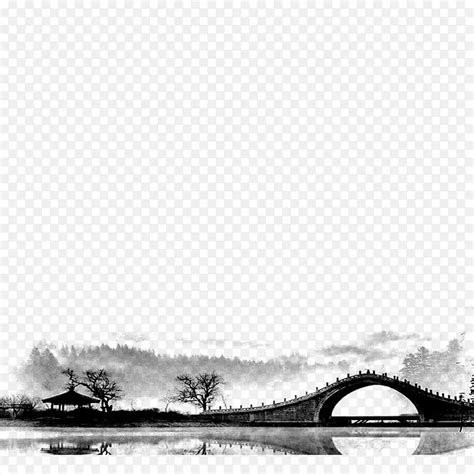 桥梁居住区水墨画拱桥PNG图片素材下载 图片编号217685 PNG素材网