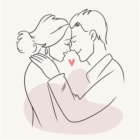 Croquis Dun Couple Amoureux Souriant Dessin Au Trait Dans Un Style