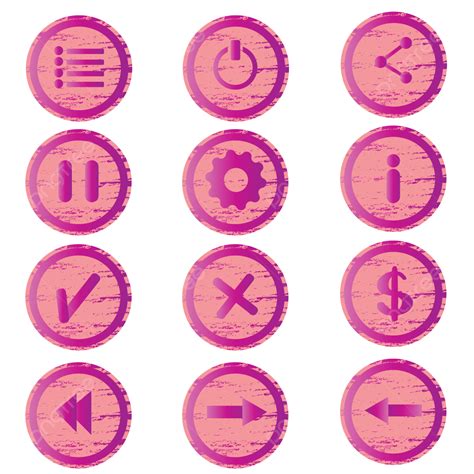 Play Game Button Vector Hd Images Game Button Play Set With Pink Color Set Cartoon Game Png