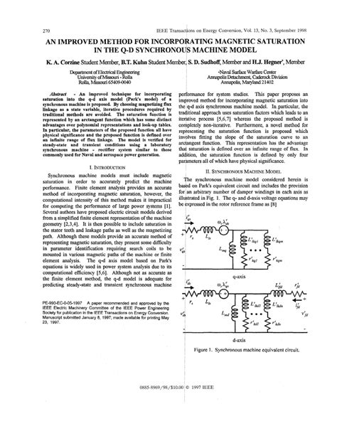 Pdf An Improved Method For Incorporating Magnetic Saturation In The Q