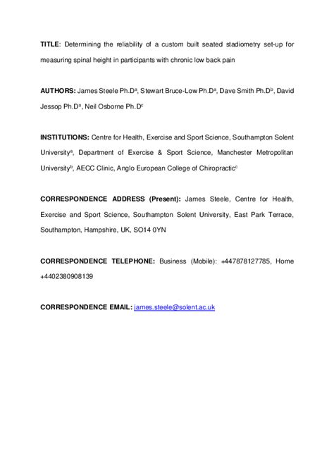 Pdf Determining The Reliability Of A Custom Built Seated Stadiometry