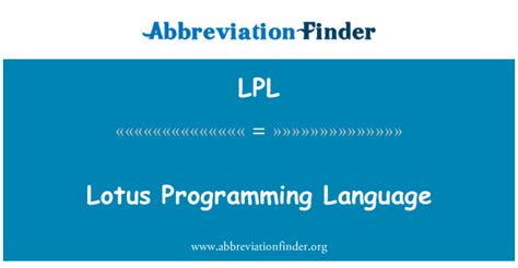 LPL Stands For Lotus Programming Language Abbreviation Finder