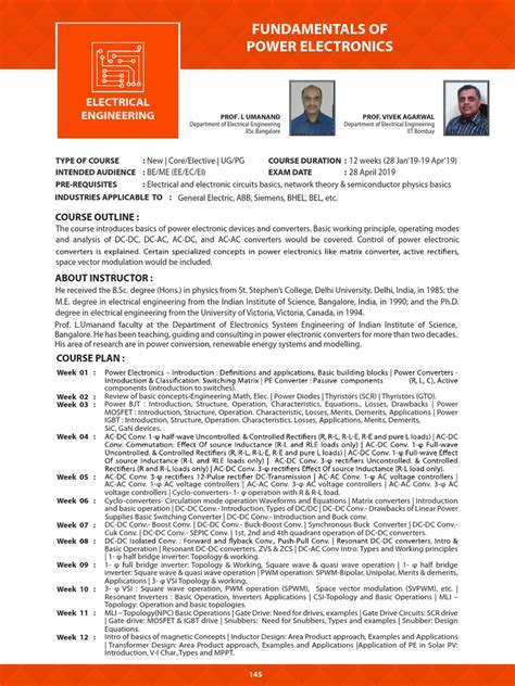 Power Electronics Iisc Pdf Power Inverter Force