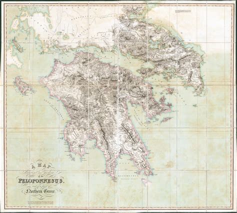 1823 Map Of The Peloponnesus And Northern Greece Ancient And Modern