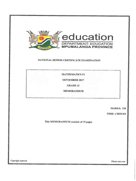 Memo Gr 12 Maths P1 Marking Guideline With Errata 2017 Pdf