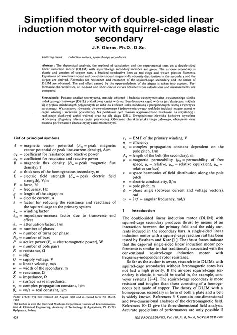 Pdf Simplified Theory Of Double Sided Linear Induction Motor With Squirrel Cage Elastic Secondary