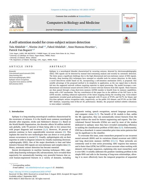 Pdf A Self Attention Model For Cross Subject Seizure Detection
