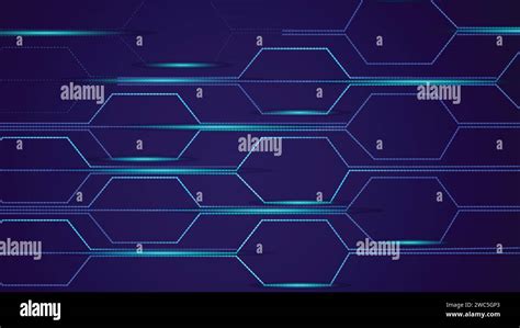 Abstract Futuristic Hexagons On A Dark Blue Background For Network Connection Computer And