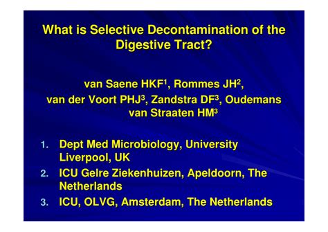 Pdf Selective Decontamination Of The Digestive Tract