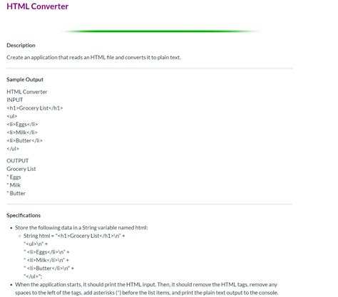 Solved Html Converter Description Create An Application That