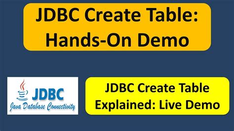 Jdbc Create Table Hands On Demo Youtube
