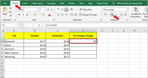 Calculating Percentage Difference In Microsoft Excel