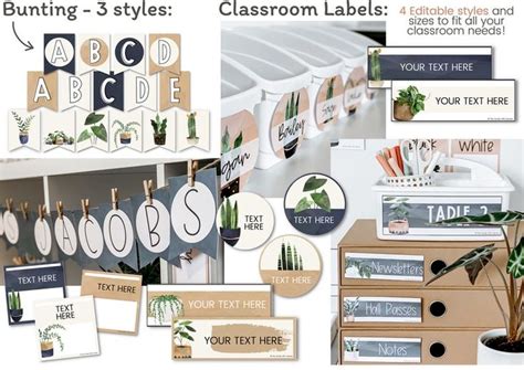 Boho Plants Classroom Decor Bundle Rustic Modern Boho Decor Editable Etsy Plants Classroom