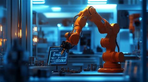 Engineers Collaborating In Robotics Lab Premium AI Generated Image