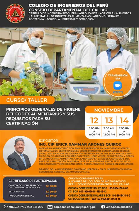 CURSO TALLER PRINCIPIOS GENERALES DE HIGIENE DEL CODEX ALIMENTARIUS
