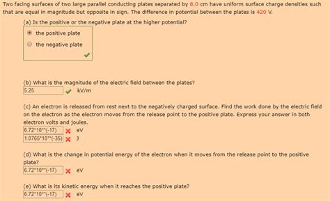 Solved Two Facing Surfaces Of Two Large Parallel Conducting
