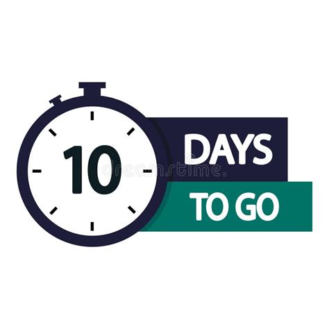 Countdown Timer Icon Number Ten Text Bold 10 Days To Go Modern Clock Symbol Stock
