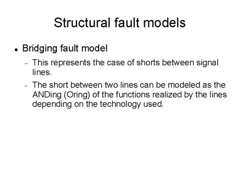 Fault Modeling Simulation And Diagnosis Fault Modeling Faults