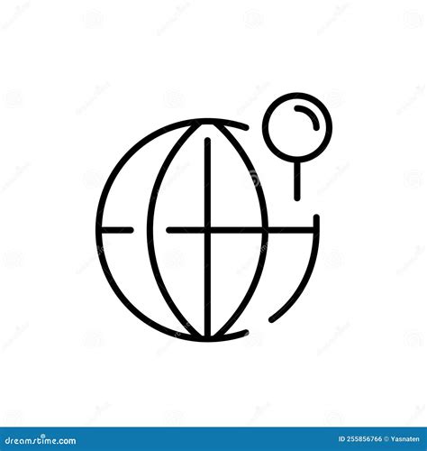 Earth Globe With Pinpoint For Location Sharing And Navigation Pixel Perfect Editable Stroke