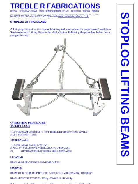 Lifting Beams Stop Log Pdf