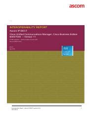 Ascom Interoperability Report Ascom IP DECT CUCMv11 Pdf INTEROPERABILITY REPORT Ascom IP DECT