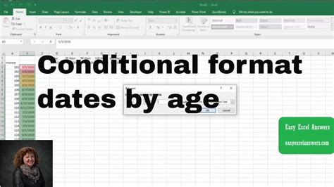 Conditional Format Dates By Age Relative To Today In Excel Youtube