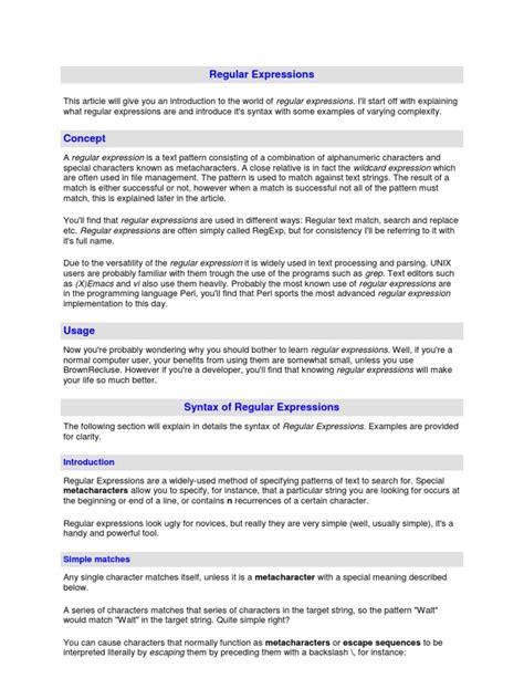 regular expressions download free pdf regular expression notation