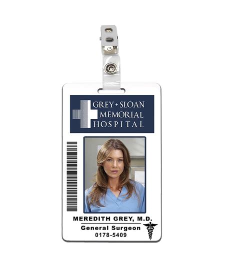 Greys Anatomy Meredith Grey Hospital Id Badge Pvc