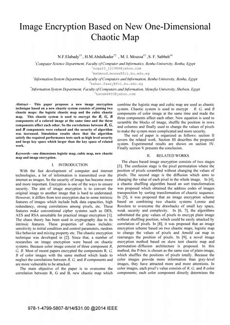 Pdf Image Encryption Based On New One Dimensional Chaotic Map
