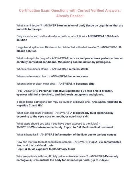 Certification Exam Questions With Correct Verified Answers Already Passed Nursing Assessment
