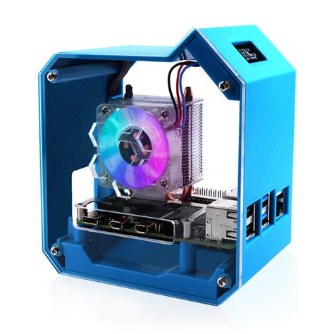 pi4b mini tower acce case with active cooling and oled display for raspberry pi 4b kamami on