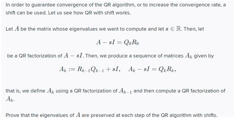 Solved In Order To Guarantee Convergence Of The Qr