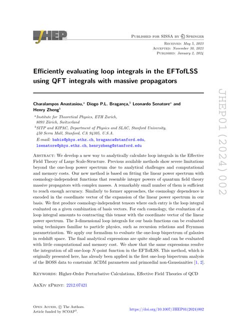 Pdf Efficiently Evaluating Loop Integrals In The Eftoflss Using Qft