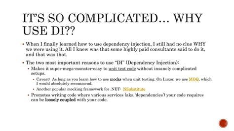 Dependency Injection Lightning Talk Pptx Programming Languages