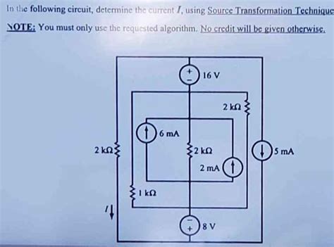 Solved In The Following Circuit Determine The Current I