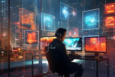 Premium Photo Futuristic Interaction Between Human And Artificial Intelligence In A Digital